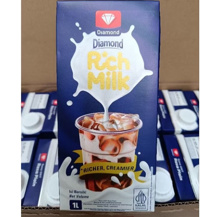 Jual DIAMOND RICH MILK SUSU UHT 1LTR RASA PLAIN | Shopee Indonesia