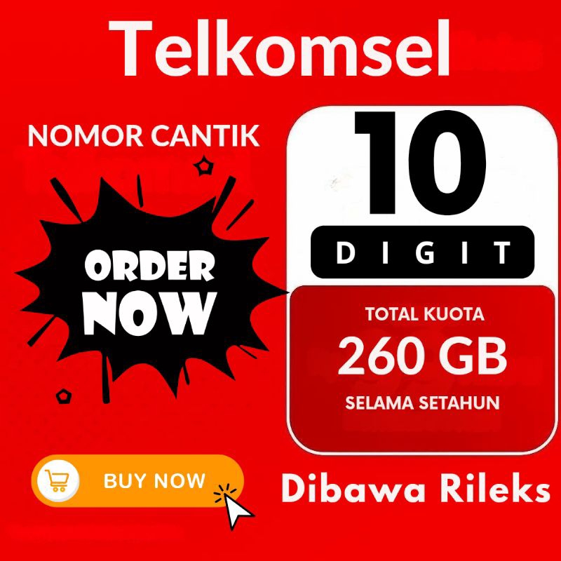Jual nomor cantik telkomsel 10 DIGIT PRABAYAR MURAH + FREE KUOTA 260GB SELAMA SETAHUN + NOMOR ...