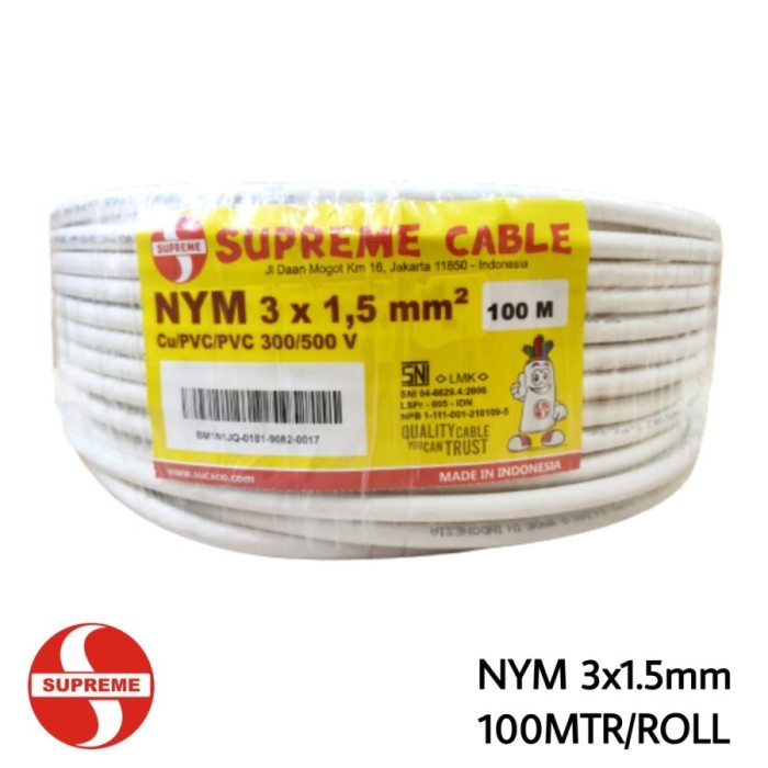Jual Supreme Kabel Serabut NYMHY 3 x 1,5 mm Roll 100 Meter | Shopee Indonesia