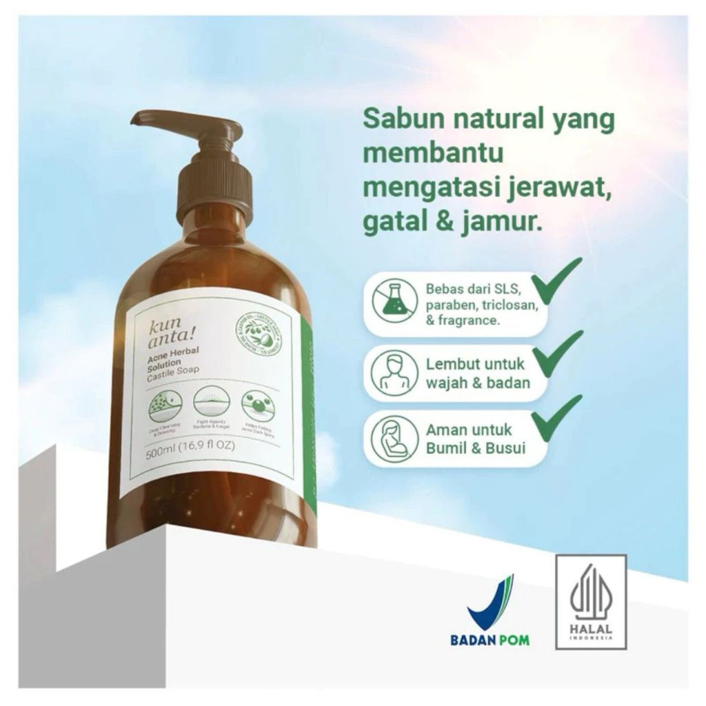 Jual KUN ANTA !! Sabun Acne Natural Jerawat, Gatal & Jamur Acne Herbal Solution Castile Soap ...