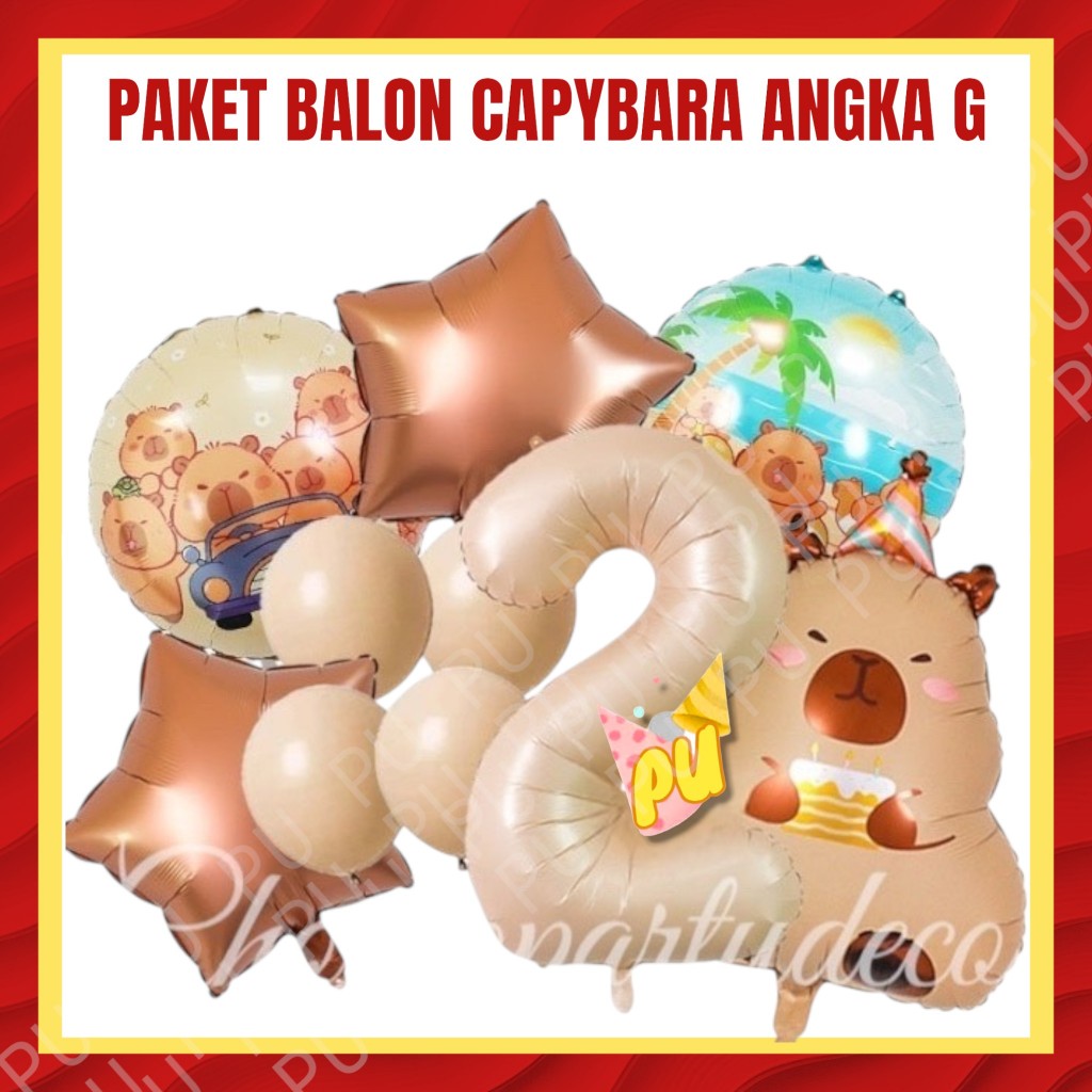 Jual Paket Balon CAPYBARA ANGKA G / Dekorasi Ulang Tahun CAPYBARA ...