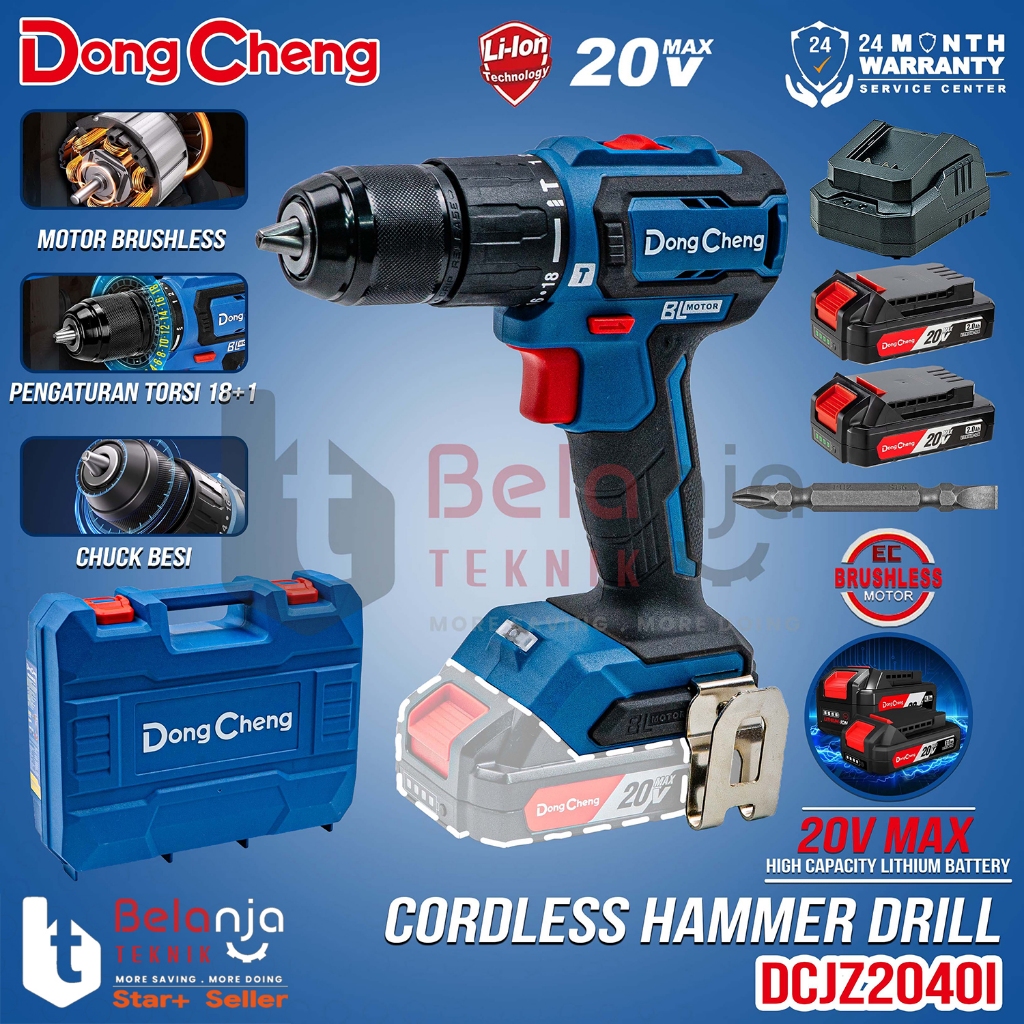 Jual Mesin Bor Tangan Baterai Dongcheng DCJZ2040i13AM Impact Drill ...