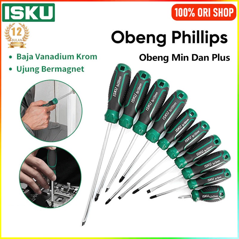 Jual ISKU Obeng Set Tip Magnetik 9/18Pcs Bahan Chrome Vanadium ...