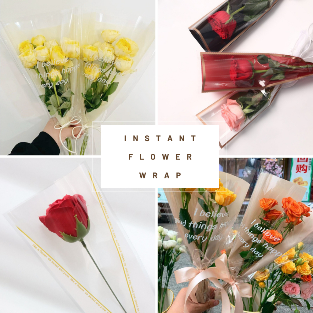 Jual 50 Lembar Plastik Instan Wrap Flower Buket Bunga Satu Tangkai ...