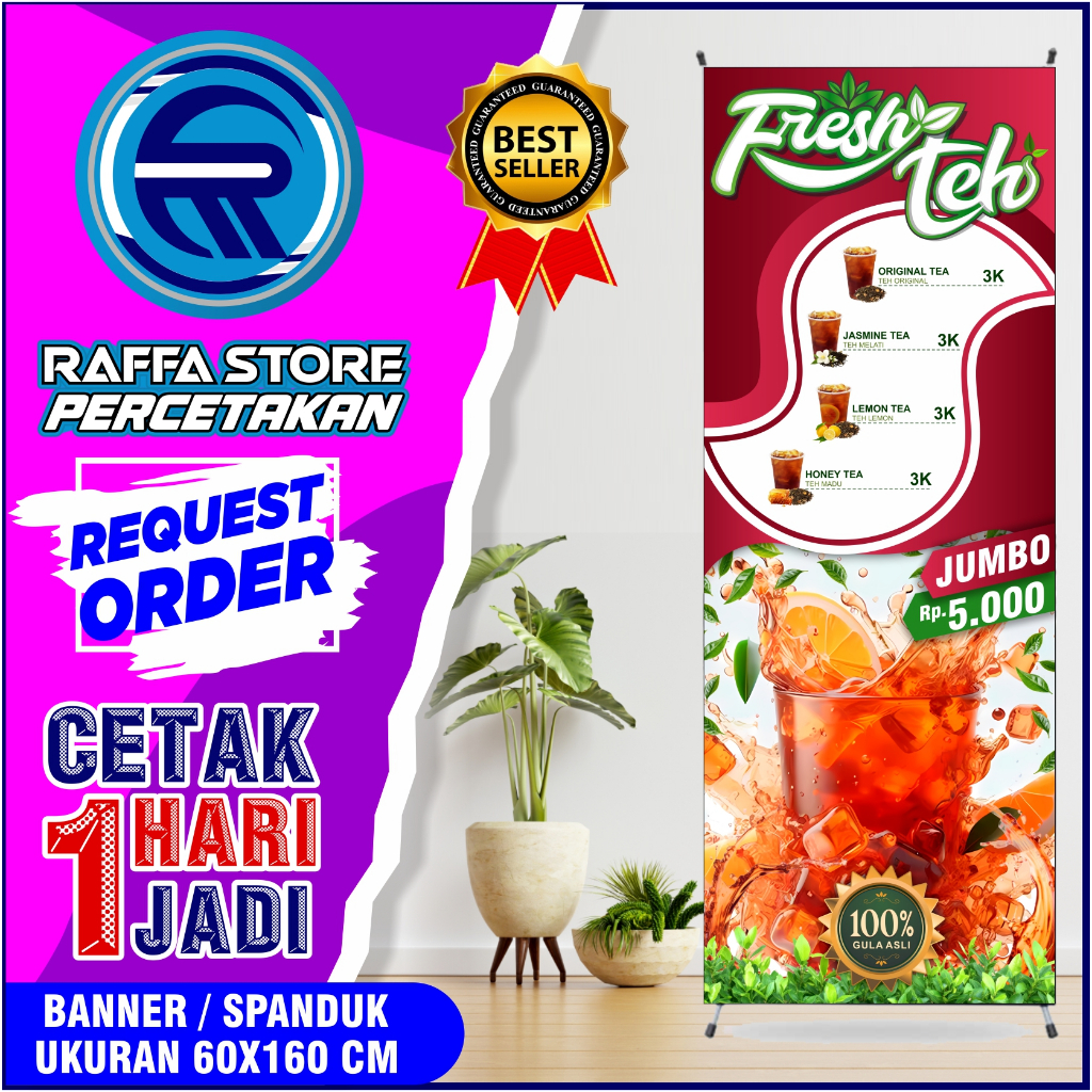 Jual CETAK SPANDUK/BANNER ES TEH 1 HARI JADI / SPANDUK/BANNER ES TEH ...