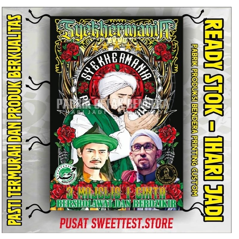 Jual READY STOK + BENDERA SHOLAWAT 120x80CM TERMURAH, DESAIN TERBARU ...