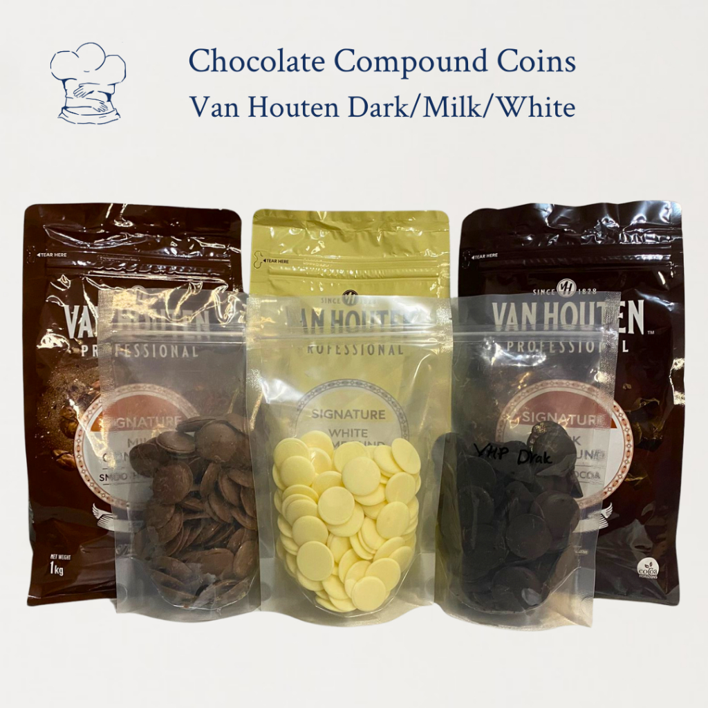 Jual Van Houten Compound Chocolate 1kg/250gr – Intense Dark / White / Milk untuk Cokelat Leleh ...