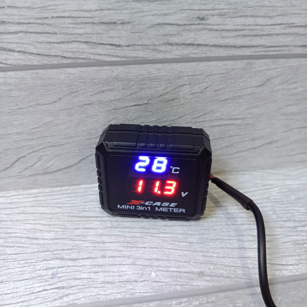 Jual Voltmeter Aki 12V Mini 3 in 1 X CASE Volt Meter ACCU Pengukur Daya ...