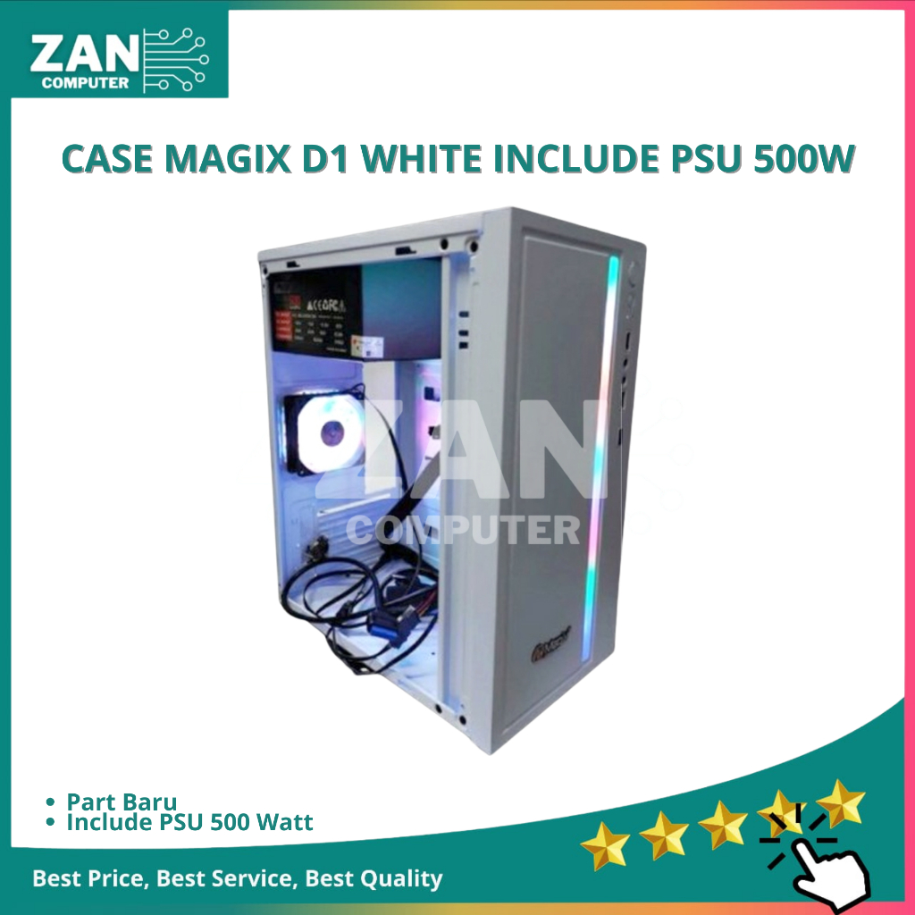 Jual Casing Case PC Gaming Magix D1 LED RGB w/ Extra Fan RGB 8" dan PSU ...