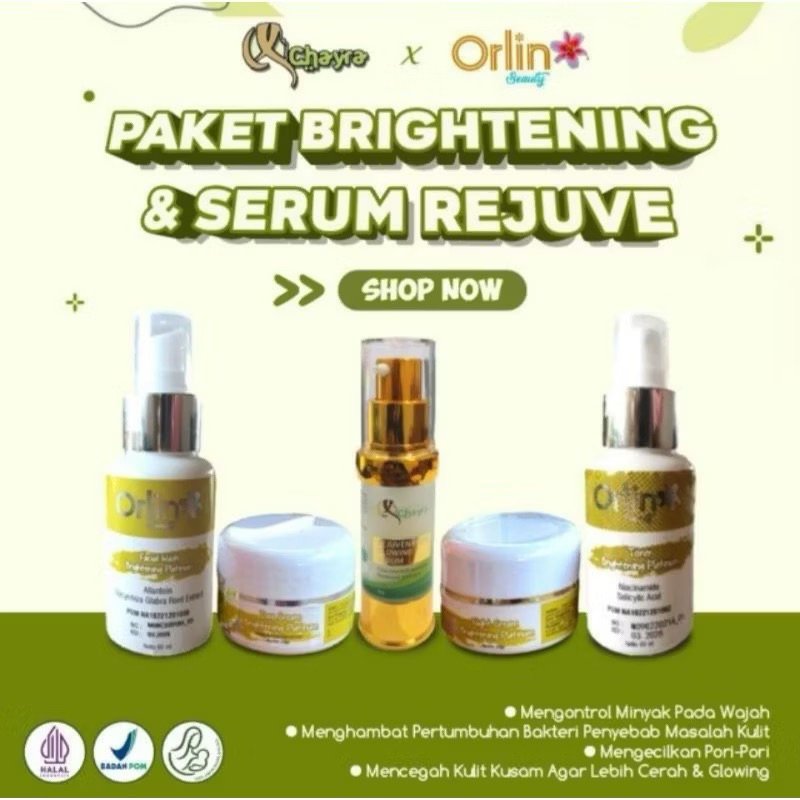 Jual Paket Brightening Platinum + Serum Rejuvenation Orlin Beauty Skincare Mencerahkan Wajah ...