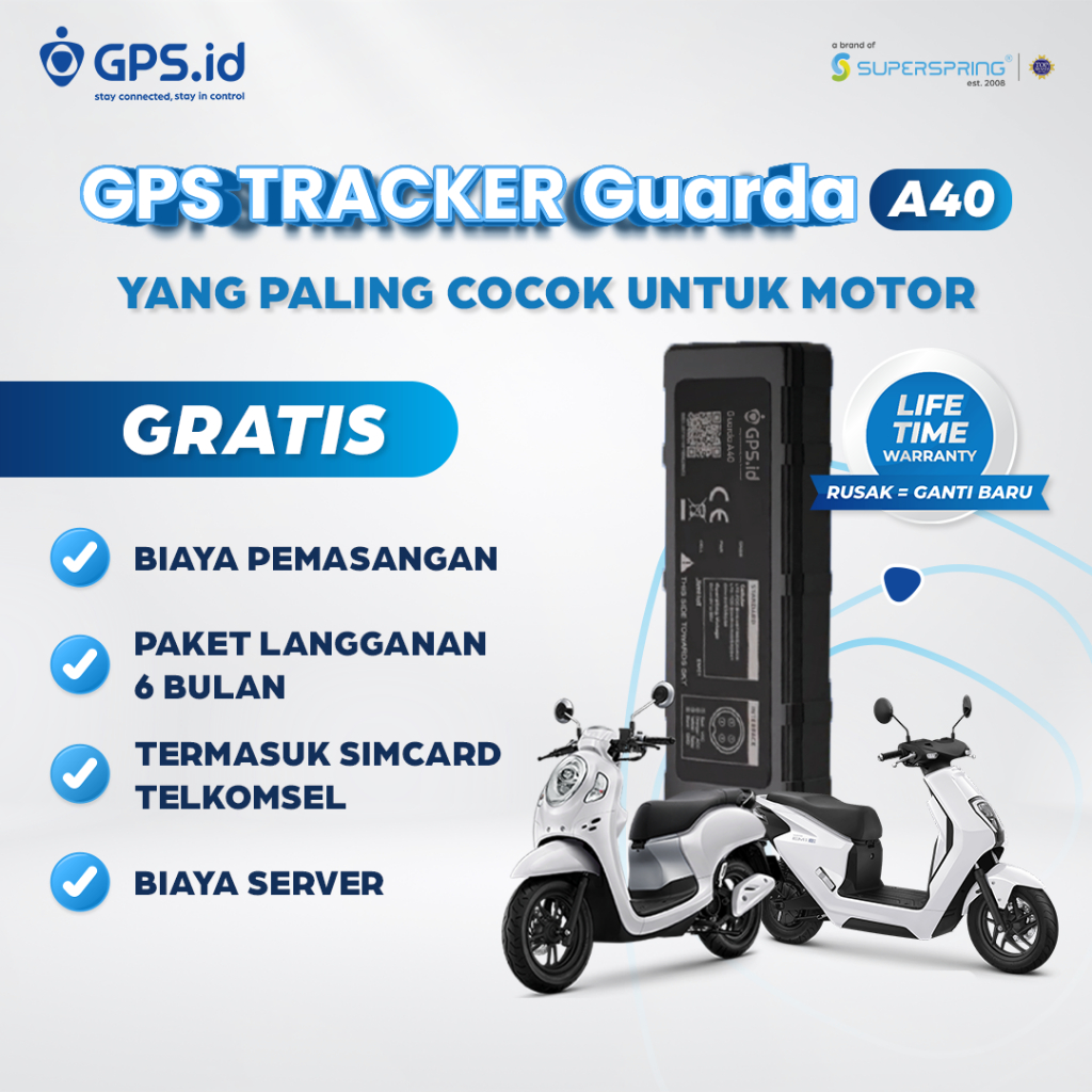 Jual SUPERSPRING GPS Tracker GUARDA A40 Pelacak Lokasi Motor Jaringan 2G 4G Jarak Jauh Anti ...