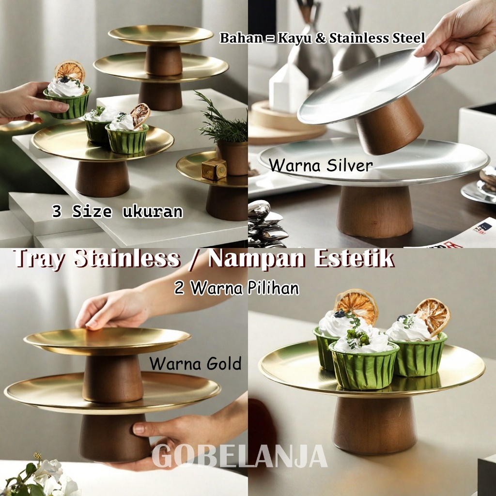Jual Wooden Cake Tray Dessert Cake Table Display Wadah saji buah kue ...