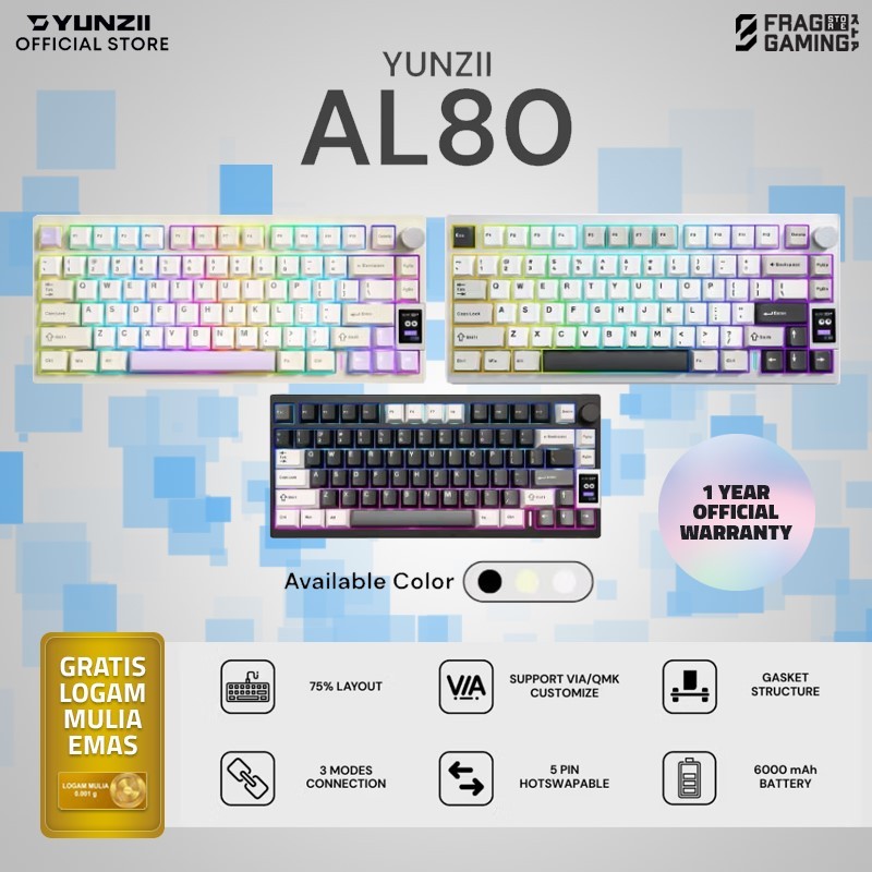 Jual Yunzii AL80 AL-80 QMK / VIA FULLSIZE ALUMINIUM LCD SCREEN ...