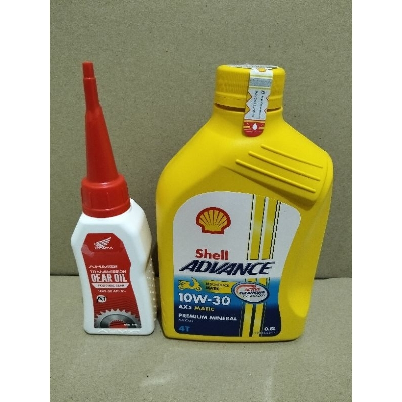 Jual PAKET HEMAT OLI SHELL ADVANCE AX5 MATIC 800 ML DAN OLI AHM GEAR ...