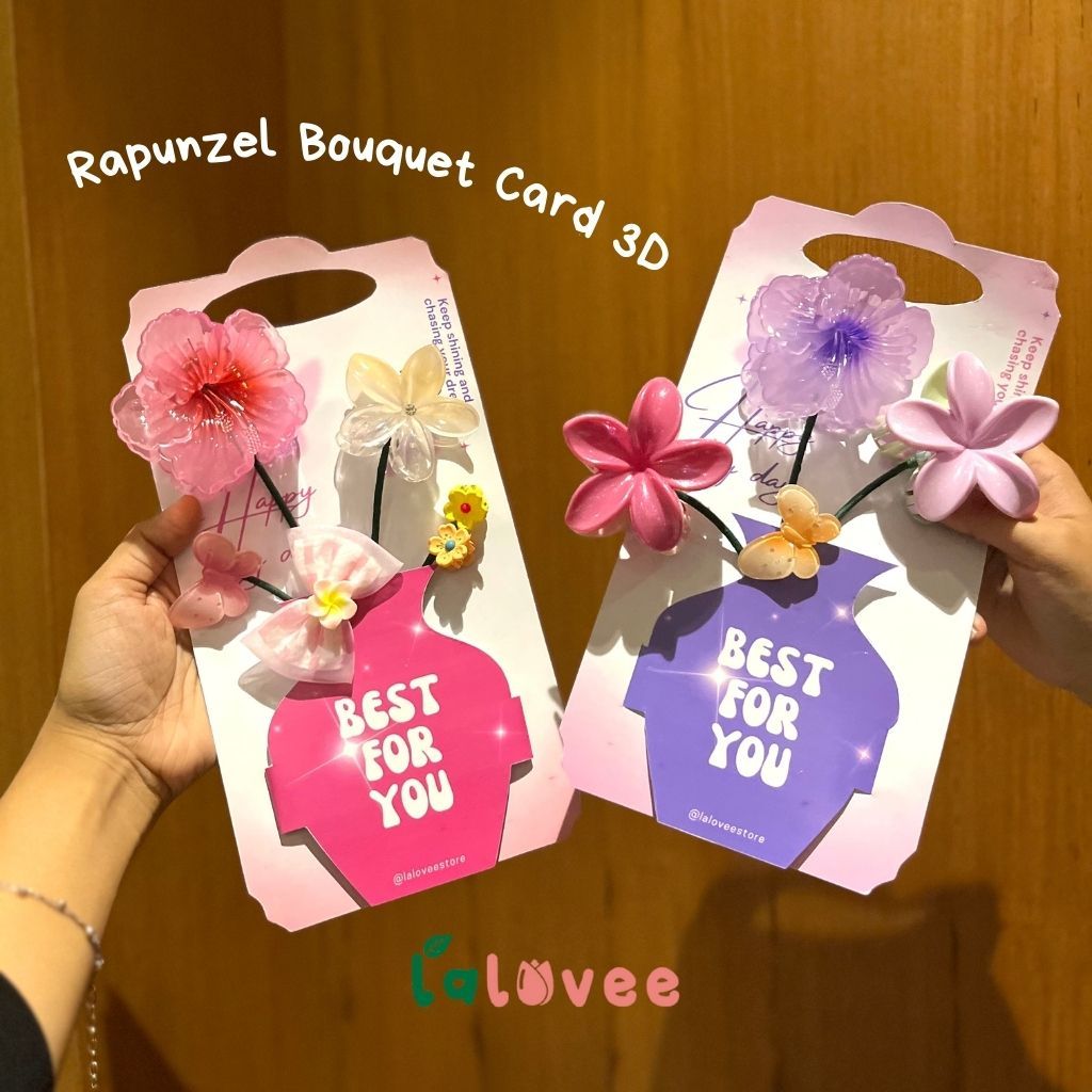 Jual Rapunzel Bouquet Hairclip Card 3D / Paper Card Flower Bouquet ...