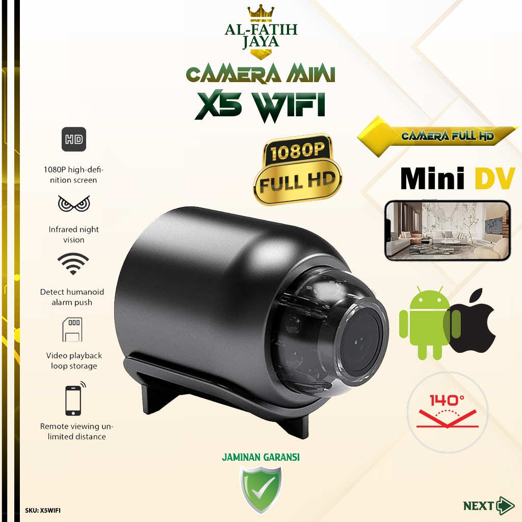 Jual AlfatihJaya Kamera Mini WiFi 1080p X5 Hidden Spy Camera CCTV ...