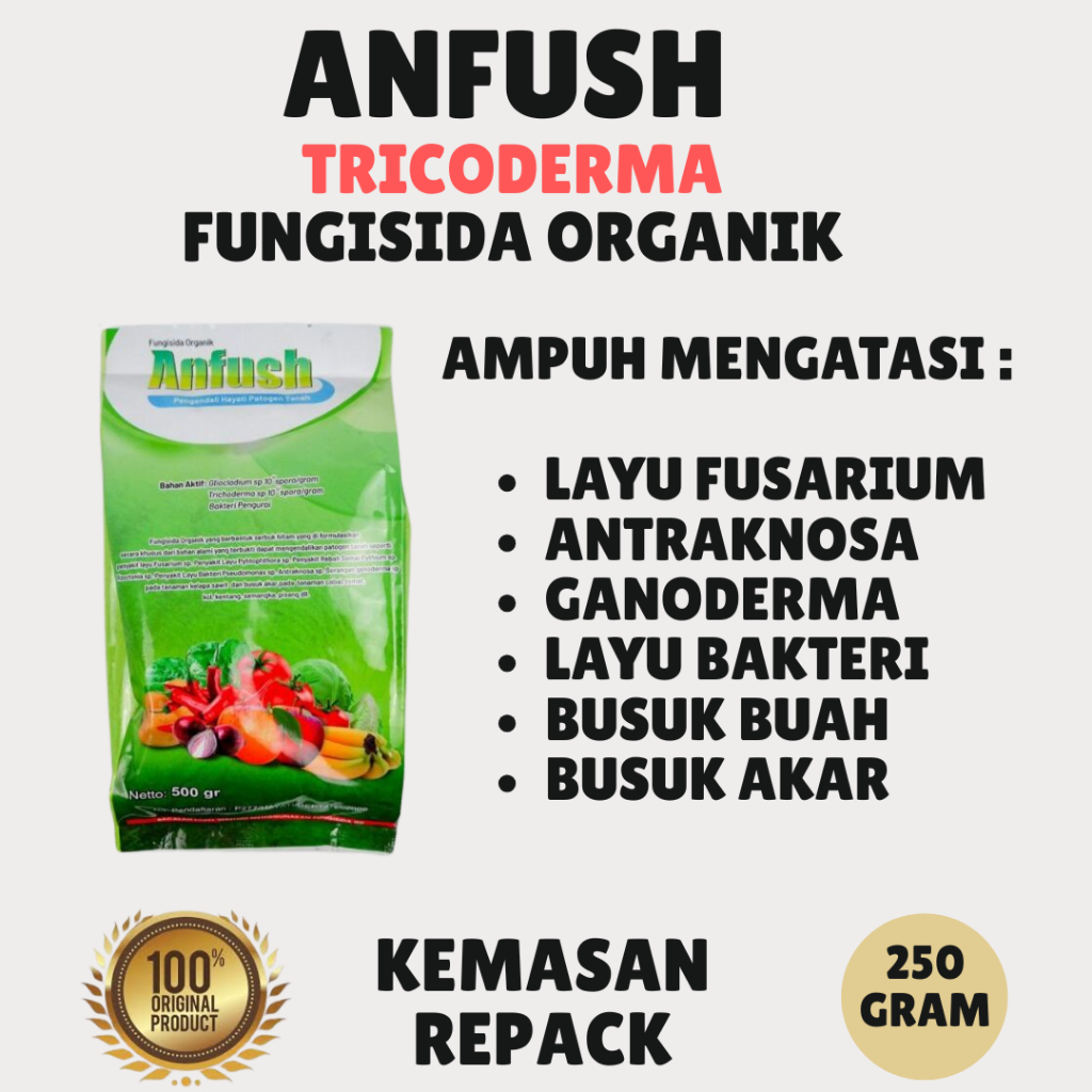 Jual Anfush Tricoderma 250 gram Kemasan Repack Gliocladium SP Fungisida Organik Pupuk Pestisida ...