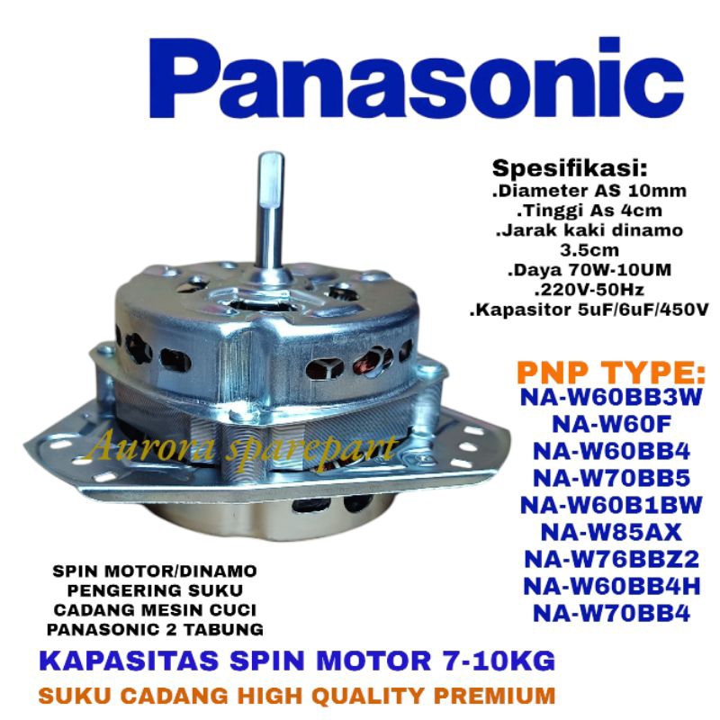 Jual DINAMO SPIN/Spin motor mesin cuci Panasonic 70W pnp Type:NA-W60BB3W/NA-W60F/NA-W60BB4 ...