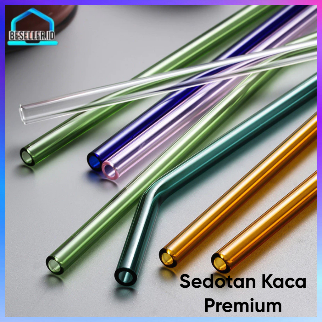Jual BSid Sedotan Kaca Premium Lurus Bengkok Transparan Anti Panas ...