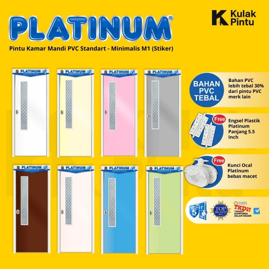 Jual Pintu Kamar Mandi PVC PVC STANDART PLATINUM - MINIMALIS M1 (STIKER ...