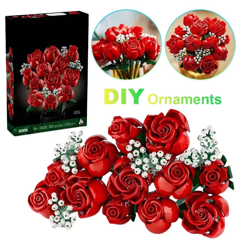 Jual Bouquet of Roses Kado Mainan Hadiah Valentine Brick Balok Susun ...
