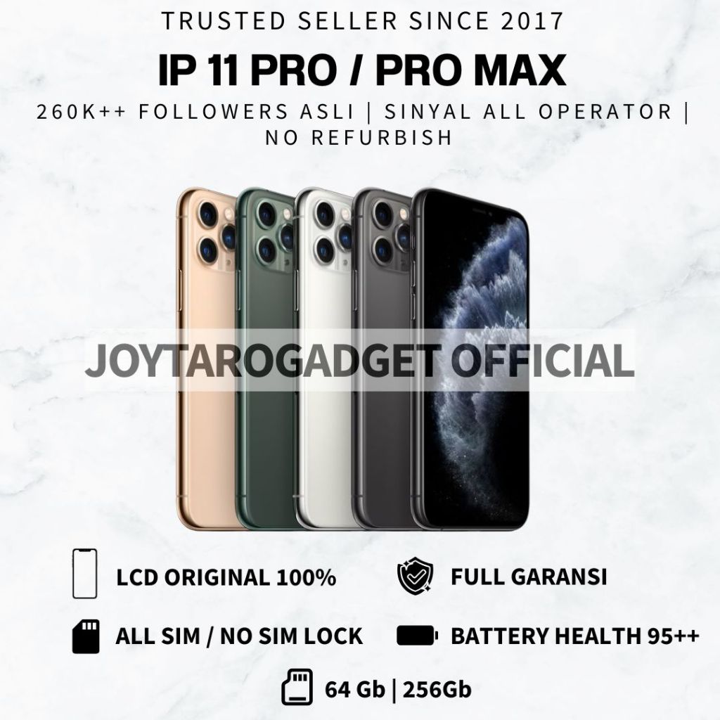 Jual iPHONE 11 pro / iP 11 pro max 64 gb 256 gb | 100% Lcd Original | Fullset | Mulus | No ...