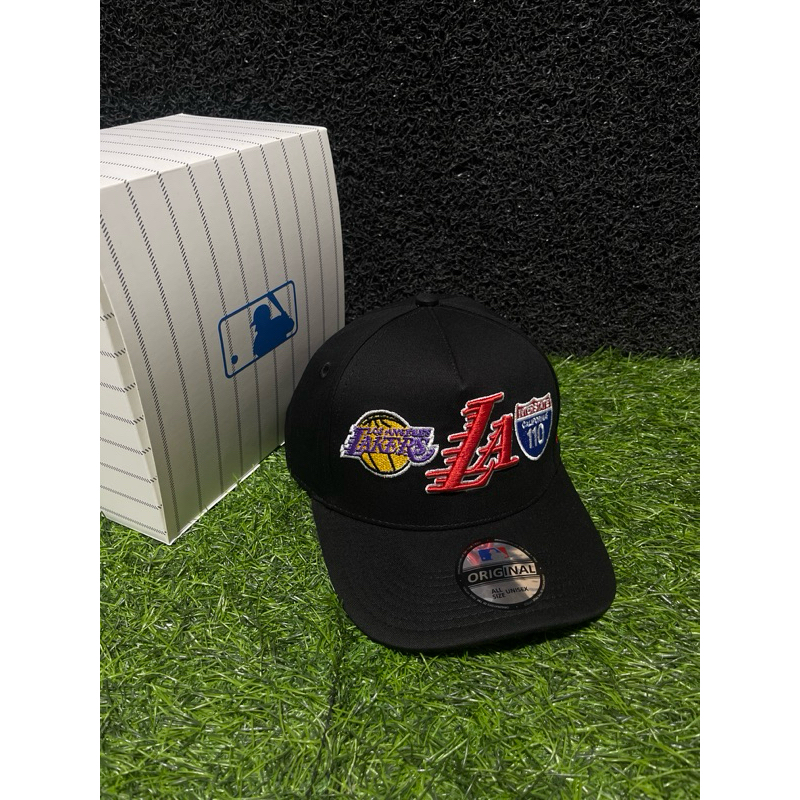 Jual Logo Lakers Yellow Purple LA Merah List Putih Bahan Hitam Topi ...