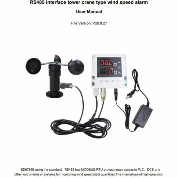 Jual Anemometer RS485 Tower Crane Wind Alarm Device Controller Wind ...
