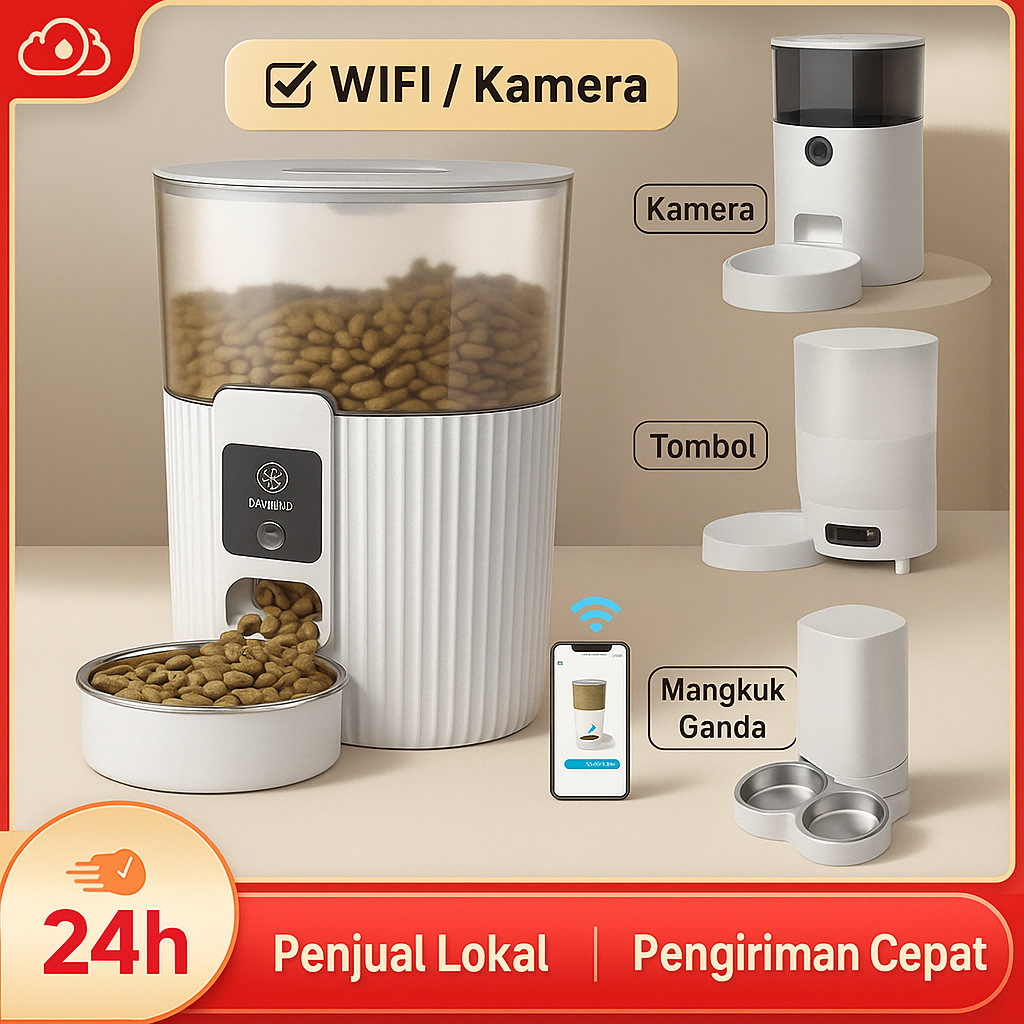 Jual dispenser kucing Smart Pet Feeder Automatic Pet Feeder APP WIFI ...