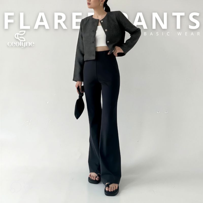 Jual Flared Pants RIB Knit Cutbray - Celana Highwaist Cutbray Panjang ...