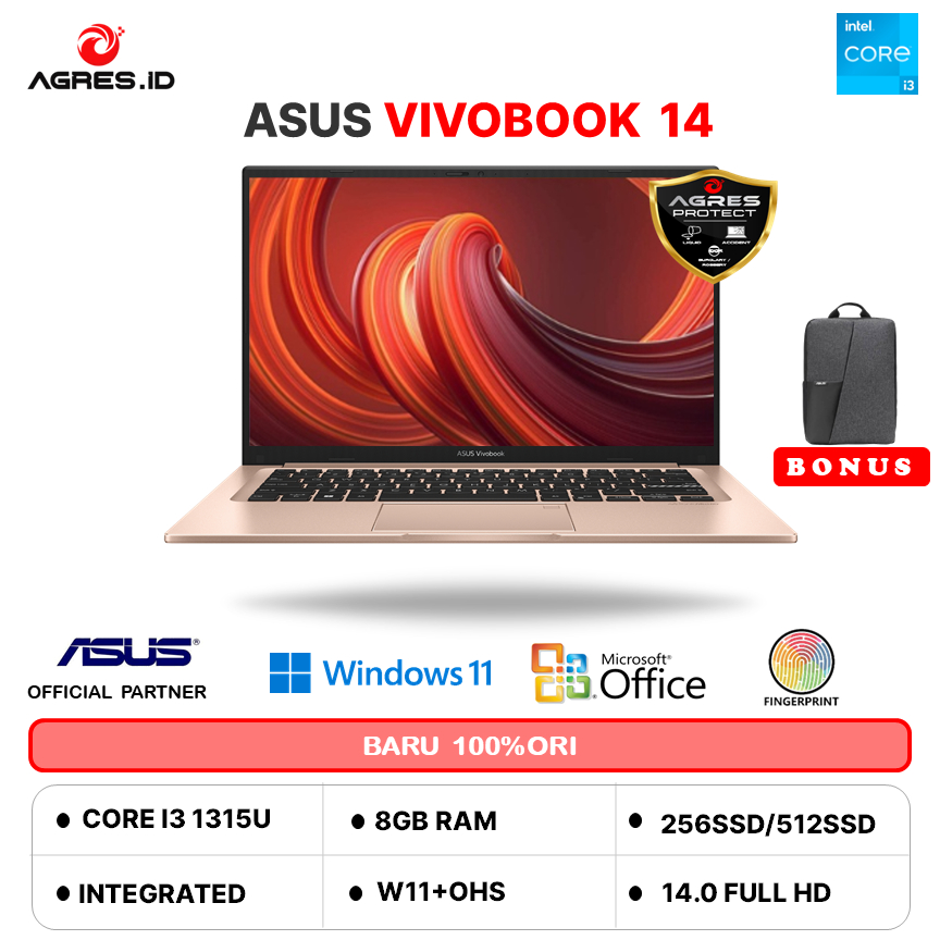 Jual ASUS VIVOBOOK 14 A1404VA I3 1315 8GB 512GB W11+OHS+O365 14.0FHD ...