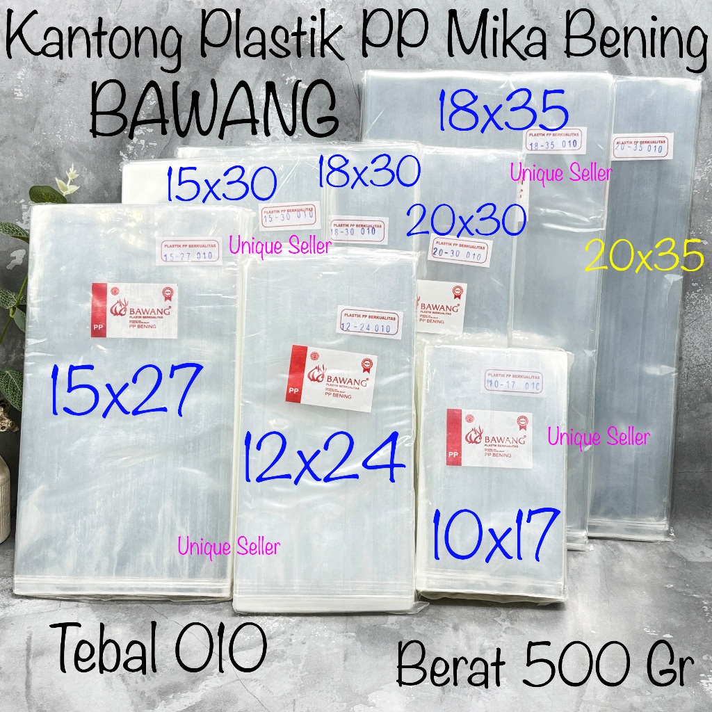Jual Plastik PP Mika Bening Tebal 100 Mikron Uk 10x17 12x24 15x27 15x30 18x30 18x35 20x30 20x35 ...