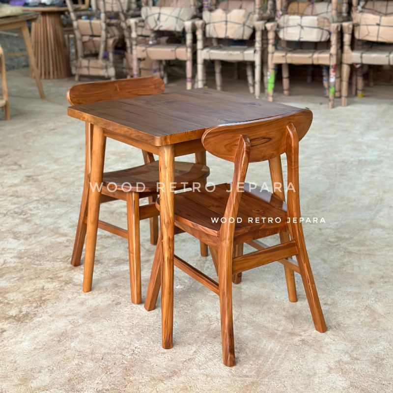 Jual Set Meja Cafe 65x65x75 Tebal TOP 3cm !!! Meja Makan Resto Retro ...