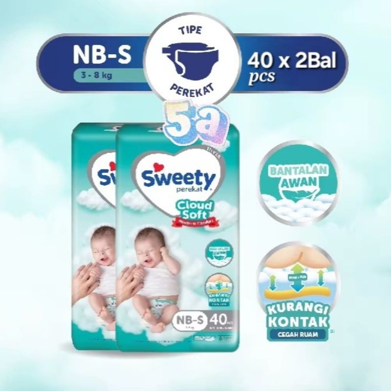 Jual Sweety Silver Comfort Cloud Soft Newborn NB-S40 x 2 [PAKET 2BAL ...