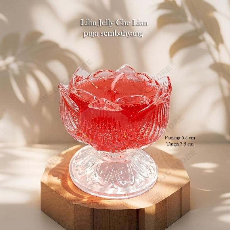 Jual Lilin Jelly Puja sembahyang Merah Teratai kaca Che Lian | Shopee ...