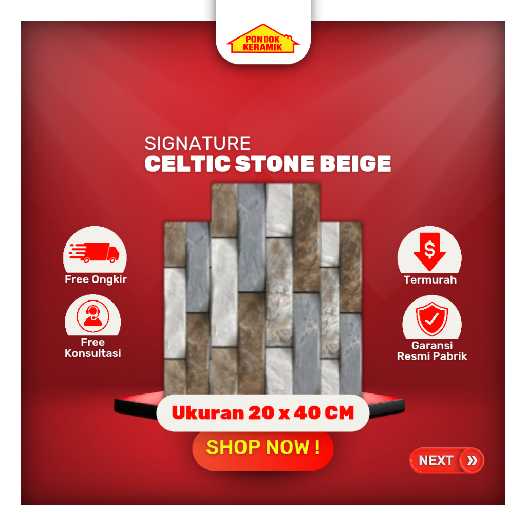 Jual Keramik Dinding Signature 20x40 Celtic Stone / Keramik Dinding Motif Batu Alam | Shopee ...