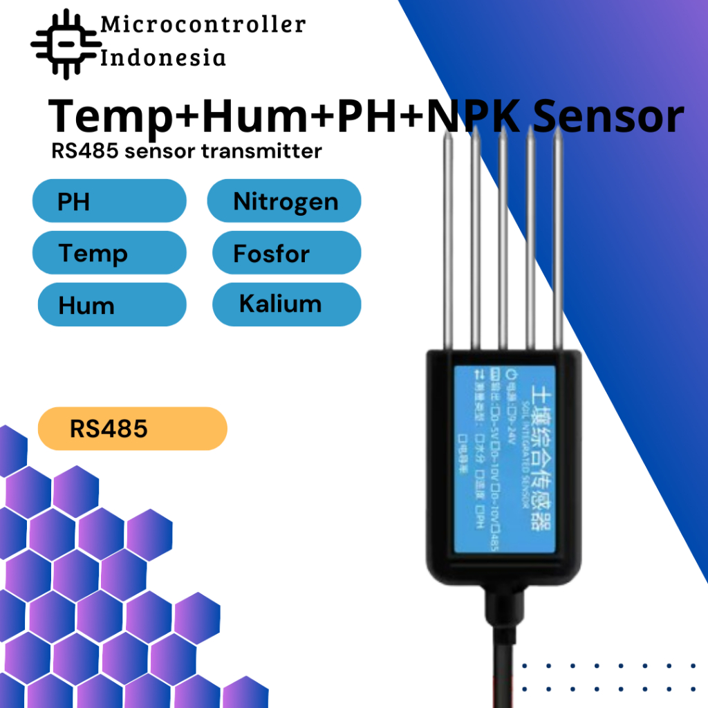 Jual Soil Temperature+Humidity+PH+NPK Sensor RS485, Multi-Parameter Soil Monitoring Probe ...