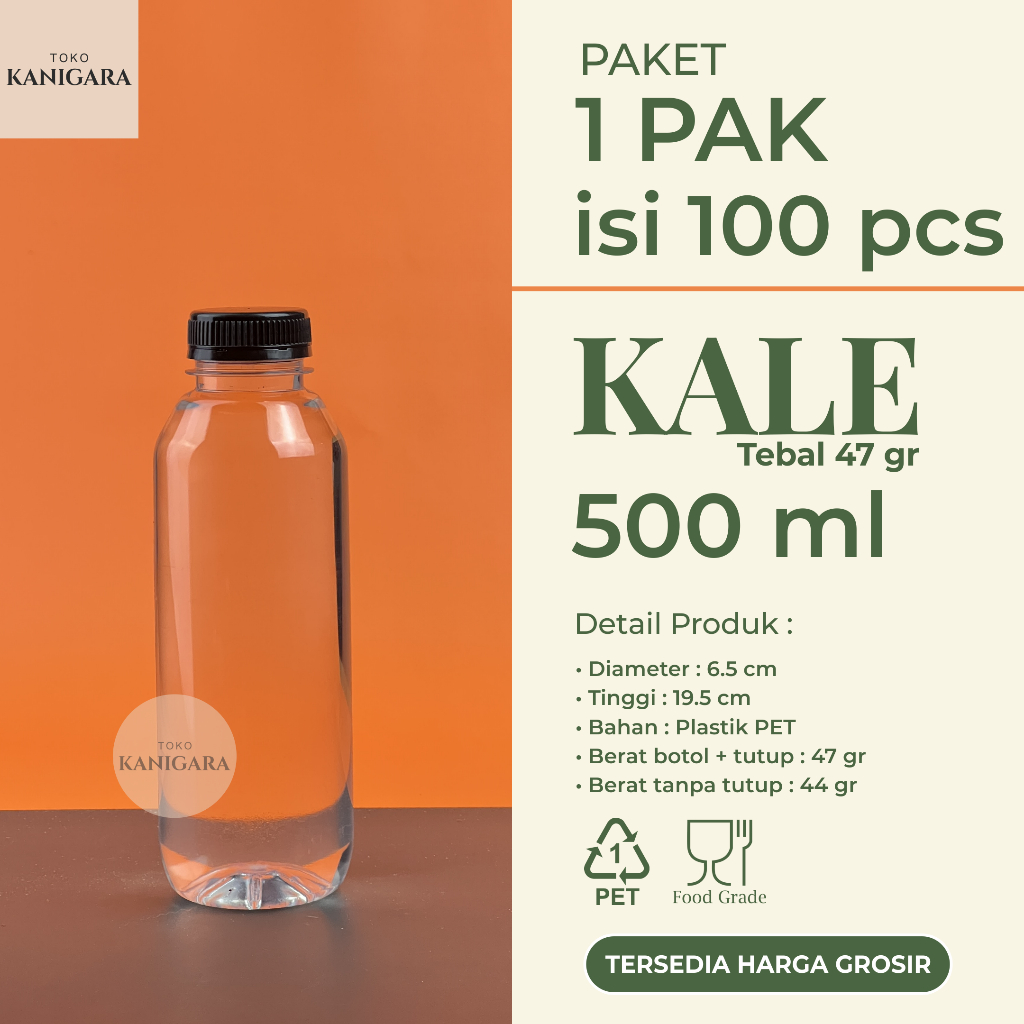 Jual Botol Kale 500 ml TEBAL - 1 PAK Isi 100 pcs - Botol Plastik 500ml ...