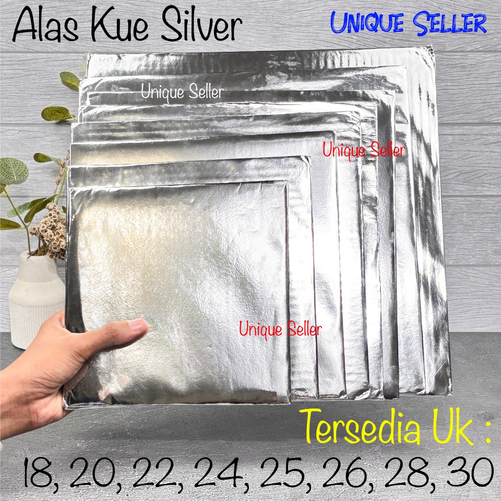 Jual Alas Kue Tart KOTAK SILVER Uk 18 20 22 24 25 26 28 30 / Tatakan ...