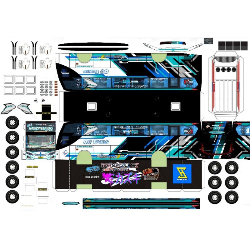 Jual lembaran papercraft bus QQ trans nabila winspector skala 50 ...