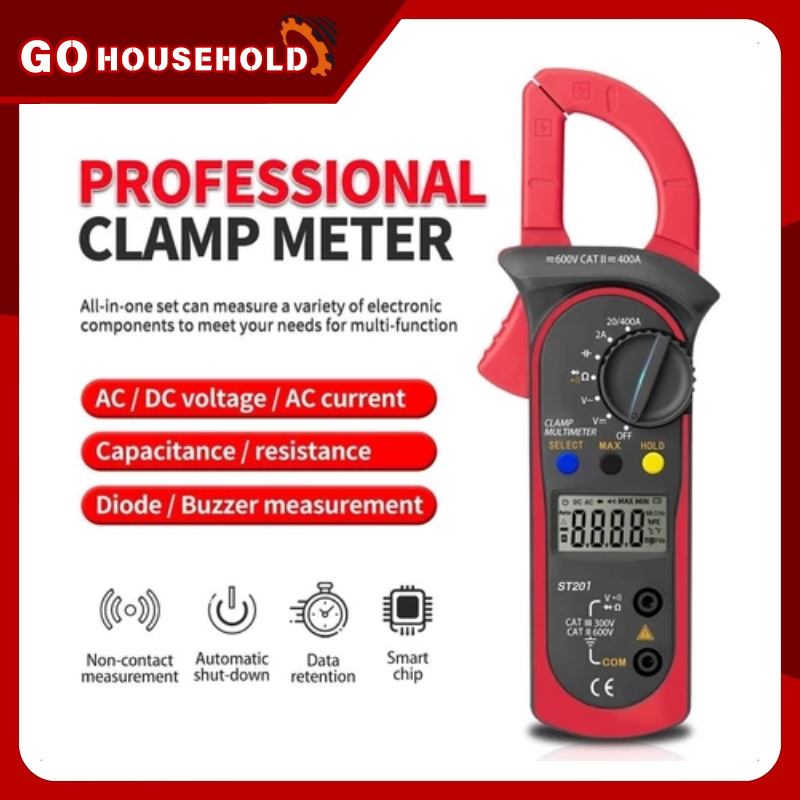 Jual ST201 Tang Ampere 400A AC Digital Clamp Meter Original K | Shopee Indonesia