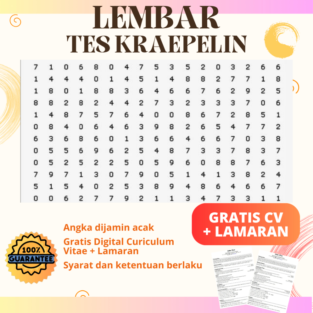 Jual Lembar tes koran/Tes kraepelin/Tes Pauli | Shopee Indonesia