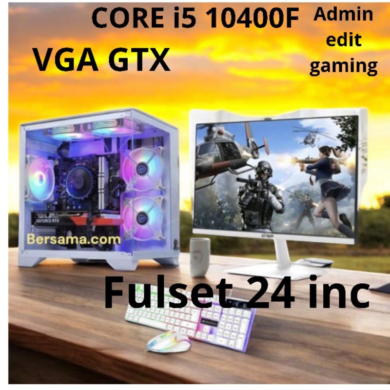 Jual Pc gaming core i5 10400f gen 10 / RAM 16 GB /SSD 240GB / GTX /Led 24 inc Edit Fulset ...