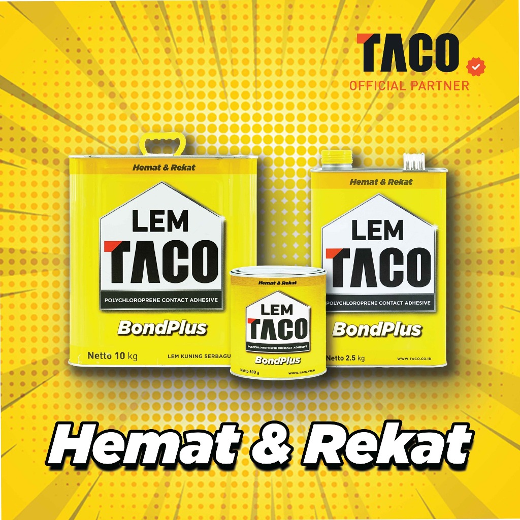 Jual Lem TACO BONDPLUS 2,5KG / Lem Kuning Serbaguna TACO 10KG / Lem Perekat Vinyl | Shopee Indonesia