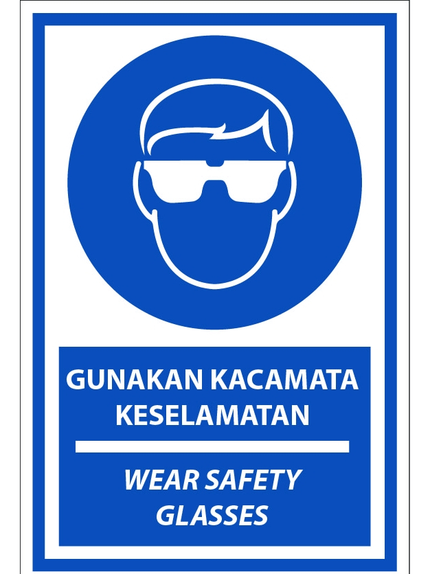Jual Sign Akrilik K3 Gunakan Kacamata Keselamatan / Wear Safety Glasses ...