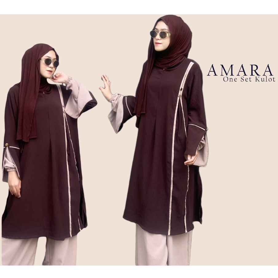 Jual AMARA Set Kulot Syar’i One Set Tunik Muslimah | Setelan Wanita Kekinian terbaru Bahan ...