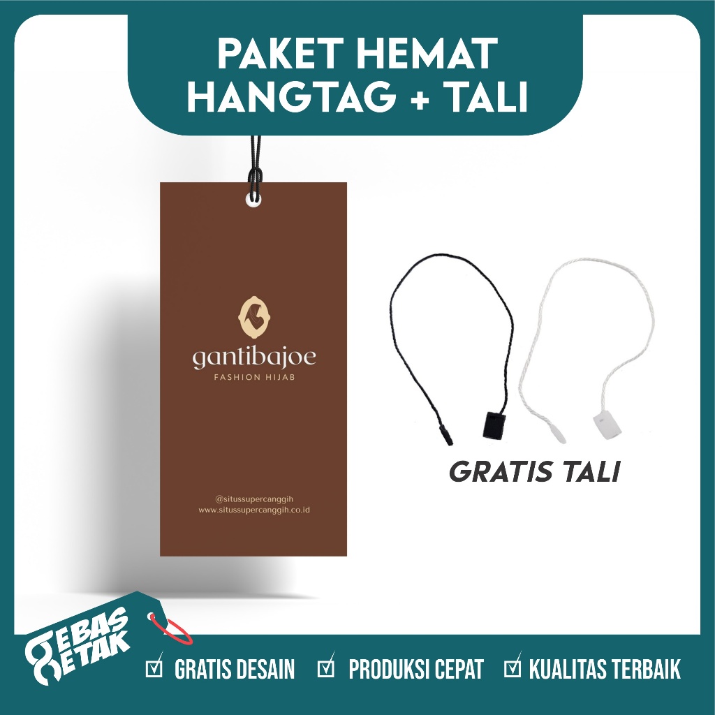 Jual Cetak Hangtag baju 1 sisi custom desain GRATIS TALI print hang tag ...