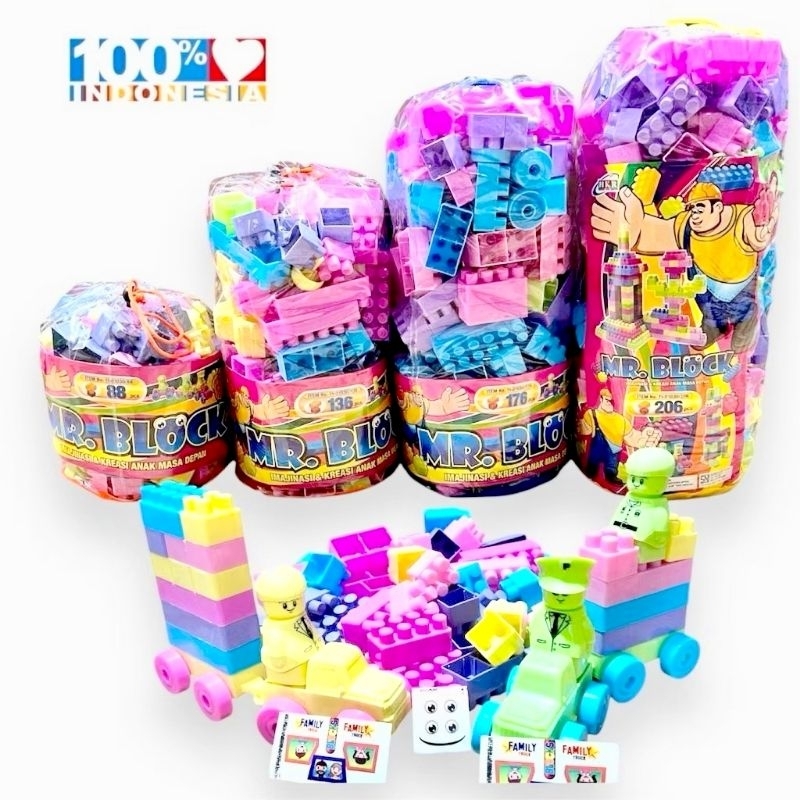 Jual HH-Mainan anak balita Mr.Block jumbo edukasi/Balok brick susun ...