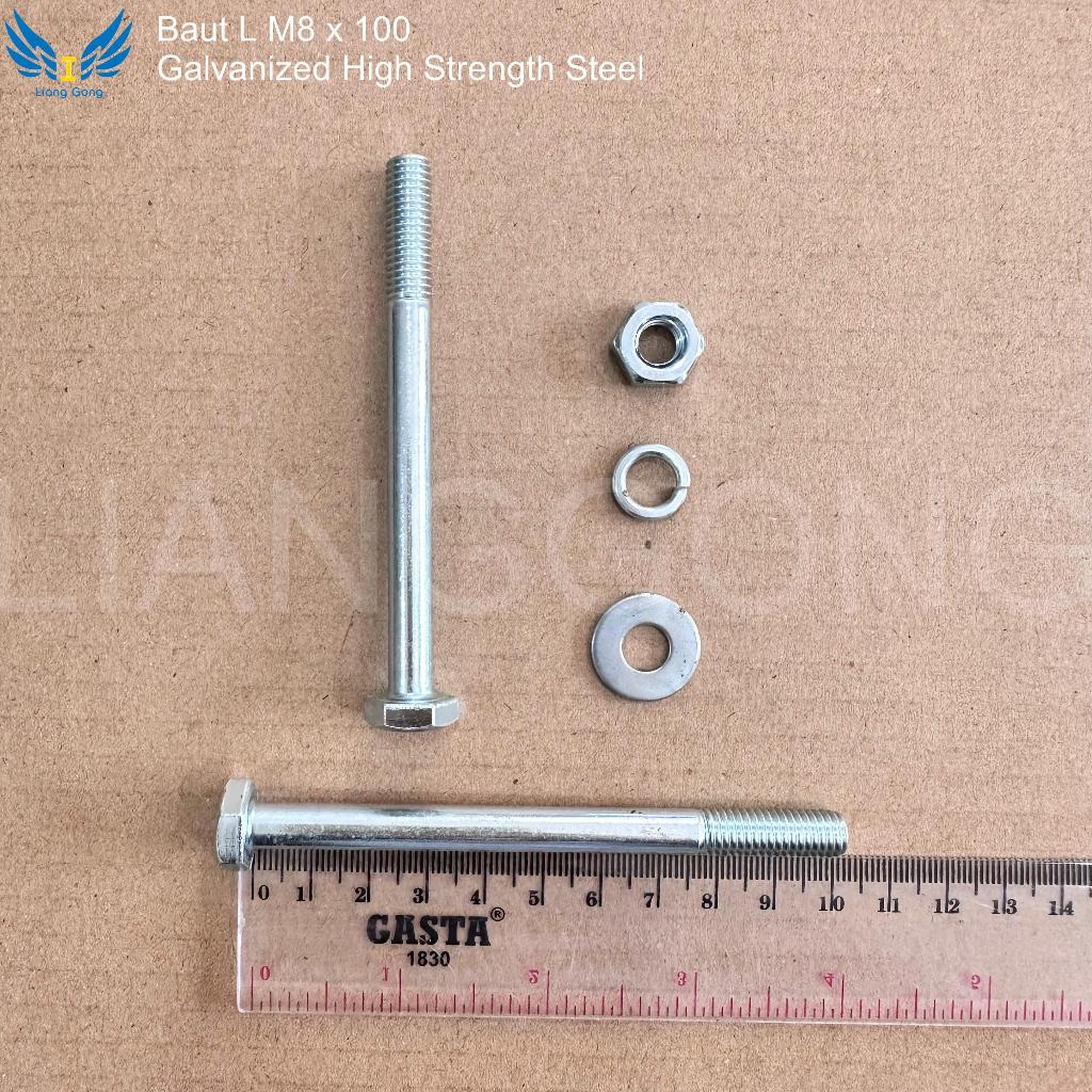 Jual Baut M8x100 Putih Galvanis | Baut Mur Ring Per Ring Plat | Shopee ...