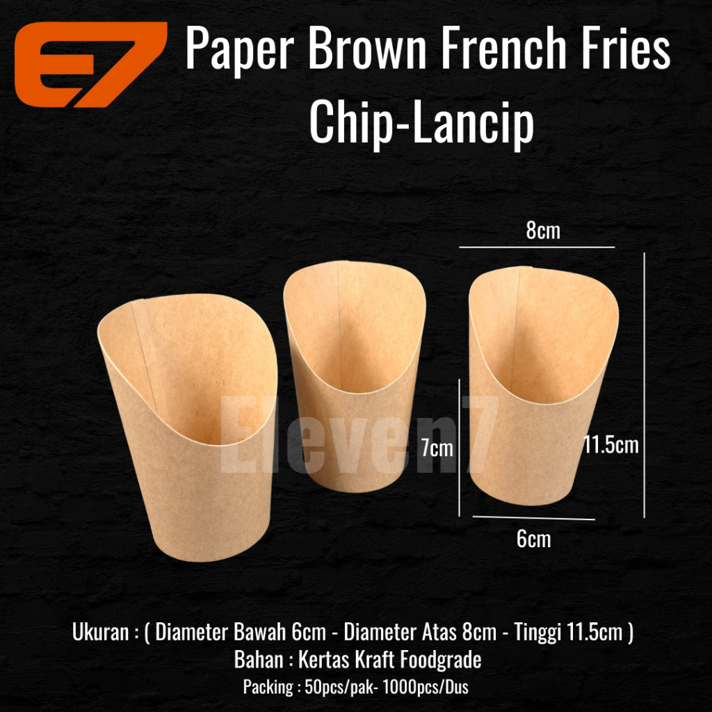 Jual Paper Fries Cup Brown Kraft -Fries Box, Kemasan Kentang Goreng ...